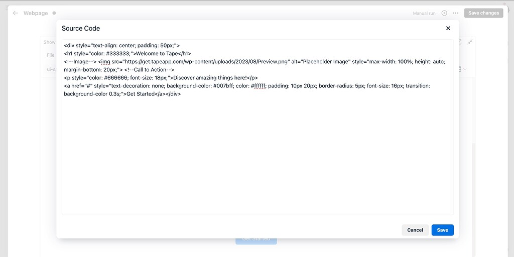 Display Message Action Source Code Editor Redesign - Feature Requests - Tape Community